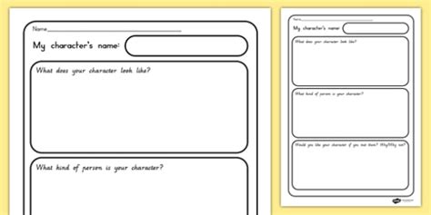 Character Creation Template Writing Frame Teacher Made