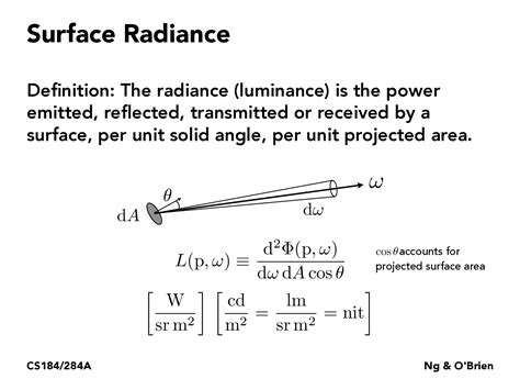 Cs184284a Lecture 11 Radiometry And Photometry