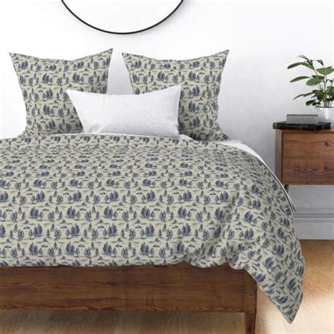 Small Scale Blue Alien Abduction Toile Fabric Spoonflower