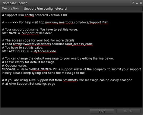 Support Prim Smartbots Documentation Second Life Bot Hosting