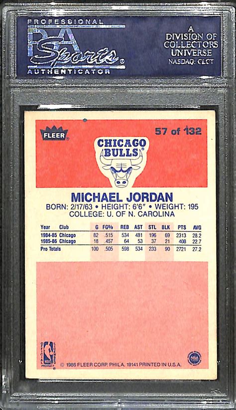 Lot Detail 1986 87 Fleer Basketball Michael Jordan Rookie Card 57