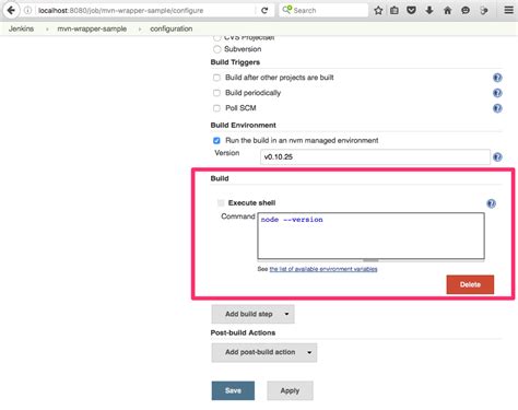 Jenkins Nvm Wrapper Plugin