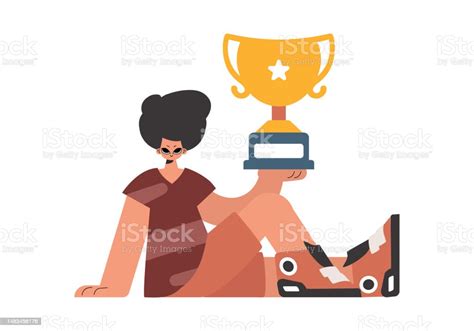 개인은 승자의 잔을 손에 들고 백인 시설에 강요됩니다 트렌디한 스타일 벡터 일러스트레이션 개념에 대한 스톡 벡터 아트 및 기타 이미지 Istock