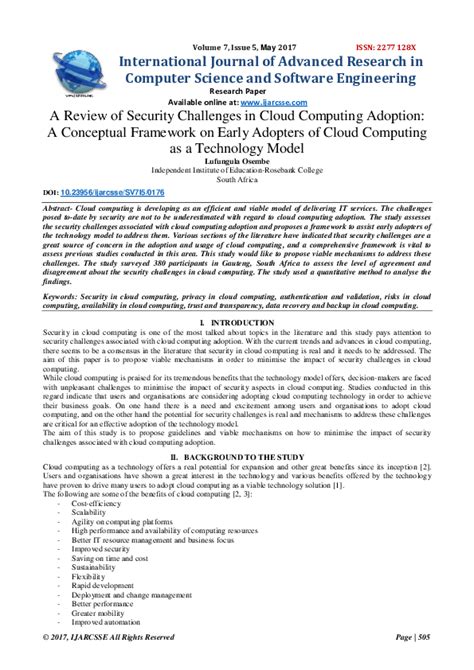 Pdf A Review Of Security Challenges In Cloud Computing Adoption A