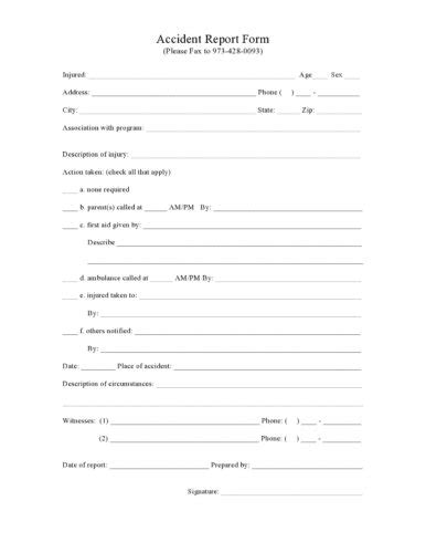 Free Printable Accident Report Form Word