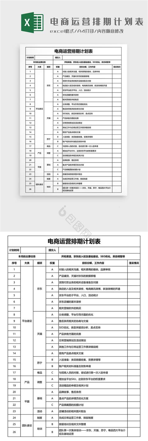 电商促销排期表甘特图Excel模板下载 包图网