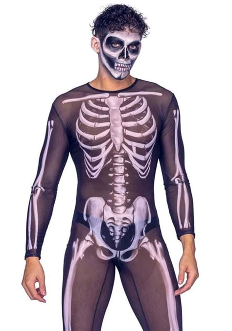 Sexy Mesh Skeleton Jumpsuit Mens Costume Sexy Costumes