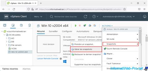 Create Snapshots Of A Vmware Vsphere 67 Virtual Machine Vm To