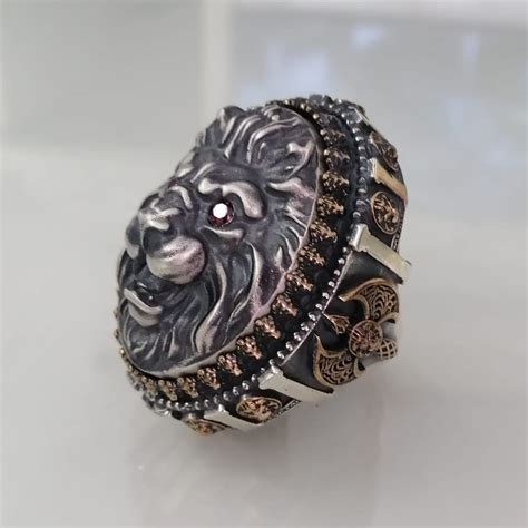 Aslan Kafa Büyük 925 Ayar Gümüş Erkek Yüzük