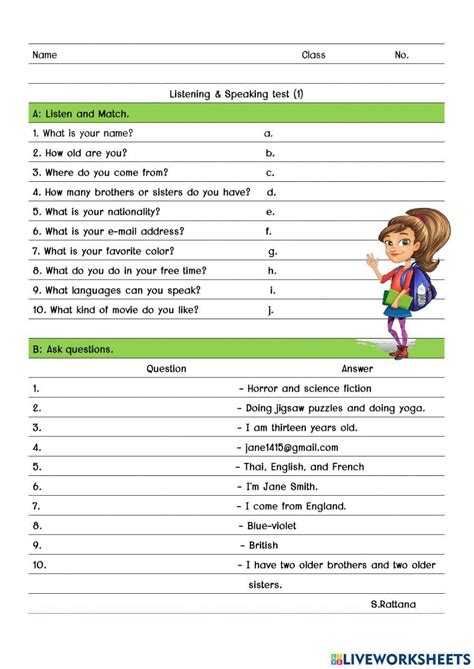 Listening And Speaking Worksheets