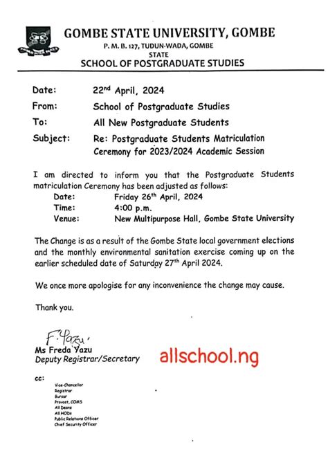 Gsu Postgraduate Matriculation Ceremony Date 2024 Announced