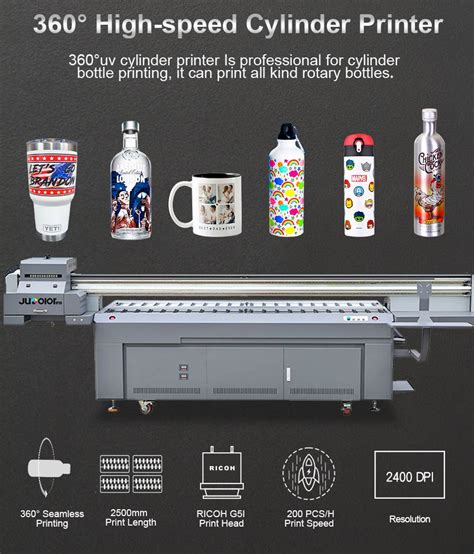 Professional Large Format Flatbed Rotary 2510 2513 Uv Inkjet Bottle Printer Uv Printers Dtg