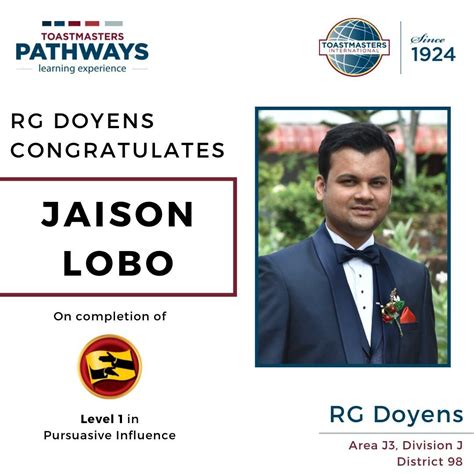 Jaison Lobo Ceng On Linkedin Toastmastersinternational