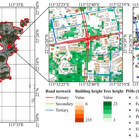 Hsr Image Road Network Building Data Forest Canopy Height And Pois