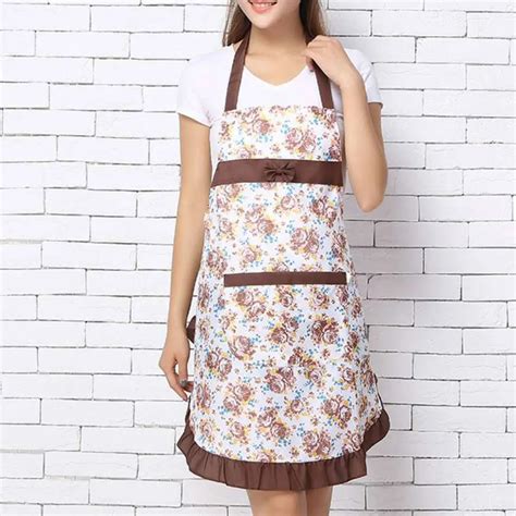 Chinese Kitchen Aprons Floral Cotton Linen Apron High Grade Kitchen