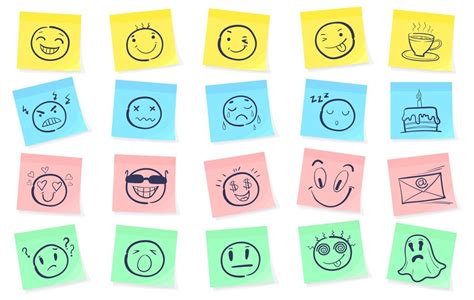 Premium Vector Sticky Notes With Smile Emotion Cards Sad Or Funny