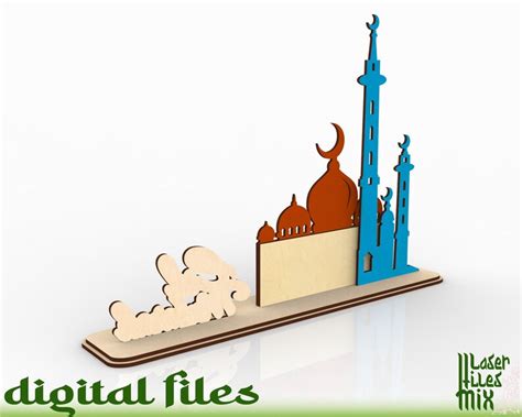 Eid Mubarak Table Sign Laser Cut Svg Dxf Vector Files For Etsy