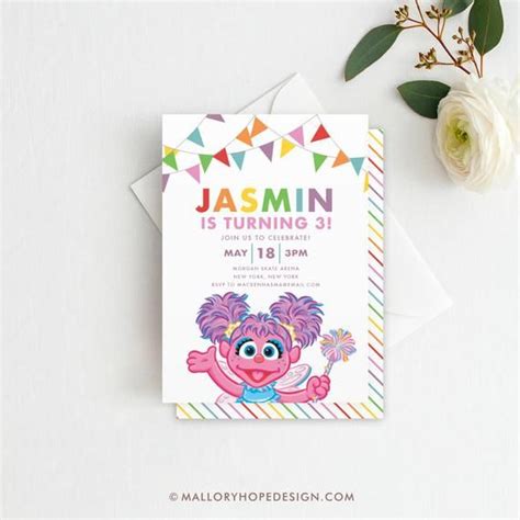 Abby Cadabby Birthday Invitation Sesame Street Birthday Etsy