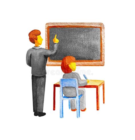 学校教训在教室 老师显示一个黑板 学生女孩坐在椅子的桌上并且写笔 库存例证 插画 包括有 设计 白种人 153473137