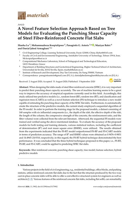 Pdf A Novel Feature Selection Approach Based On Tree Models For Evaluating The Punching Shear