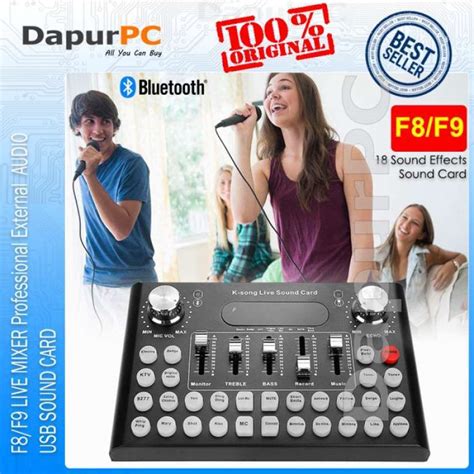 Promo F8 F9 Live Mixer Professional External Audio Usb Sound Card Di