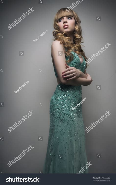 Sexy Blonde Girl Long Purple Dress Stock Photo 578556532 Shutterstock