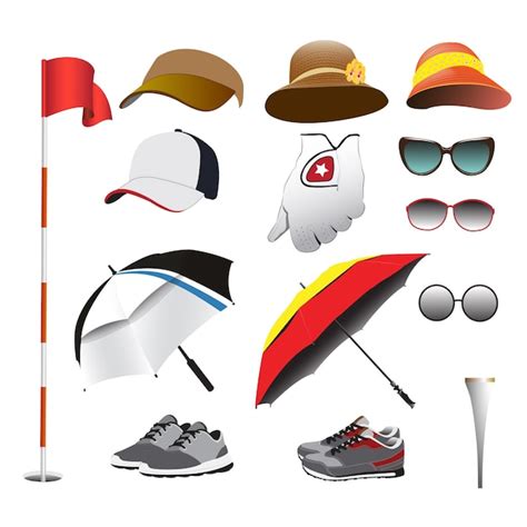 골프 장비 사진 포함 프리미엄 벡터