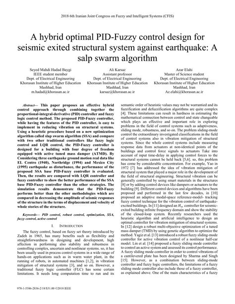 Pdf A Hybrid Optimal Pid Fuzzy Control Design For Seismic Exited Structural System Against