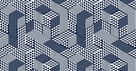 Seamless Isometric Rhombus And Triangles Geometric Pattern 3d Cubes Vector Tiling Background