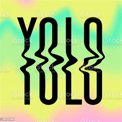 Yolo의 물결 모양 텍스트입니다 당신의 개념은 한 번만 산다 Y2k 흐릿한 우아한 포스터 트렌디한 사이키델릭 스타일의 그루비한