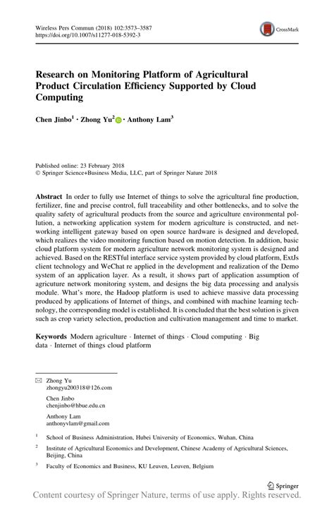 Research On Monitoring Platform Of Agricultural Product Circulation Efficiency Supported By