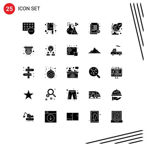 Set Of 25 Vector Solid Glyphs On Grid For World Recruitment Flask Office Delete Editable Vector