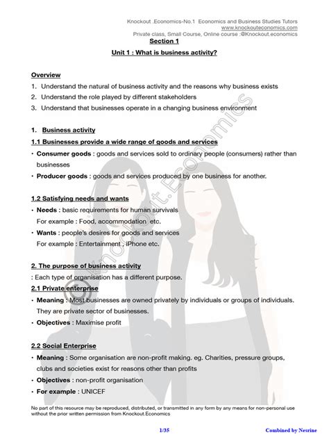 Edexcel Business Full Notes Unit 1 Pdf Business Franchising