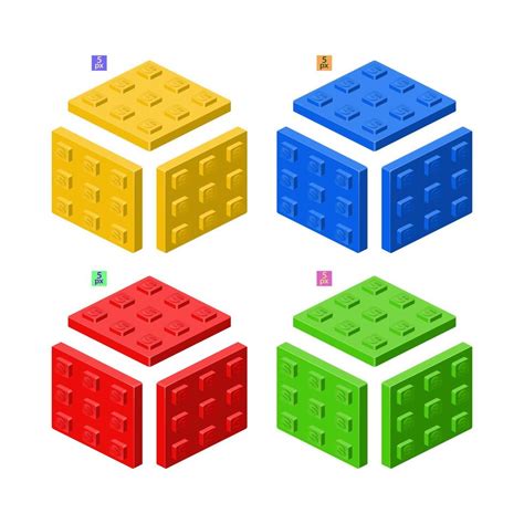 3d Set Of Colored Constructor Kit In Isometry Square Elements Vector Illustration 17137493