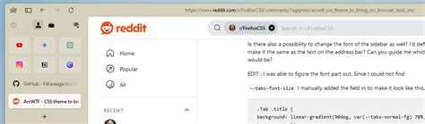 arcwtf css theme to bring arc browser look on windows to firefox and