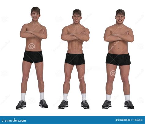 Renderização d Face Frontal Do Tipo De Corpo Masculino De Pé Ectomorph Tipo Skinny