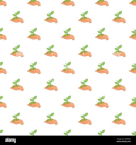 Hand Holding Sprout Pattern Cartoon Style Stock Vector Image And Art Alamy