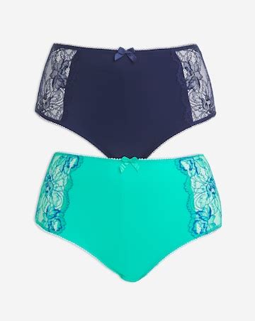 Pretty Secrets 2 Pack Ella Lace Brief Knickers Aquablue Simply Be