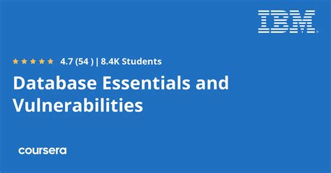 Database Essentials And Vulnerabilities Coursera