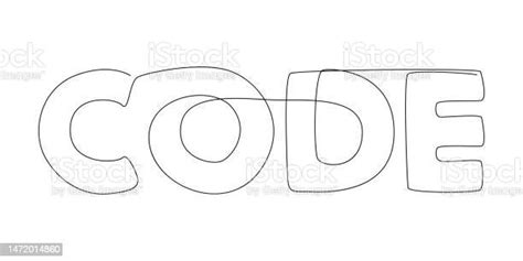 One Continuous Line Of Code Word Thin Line Illustration Vector Concept