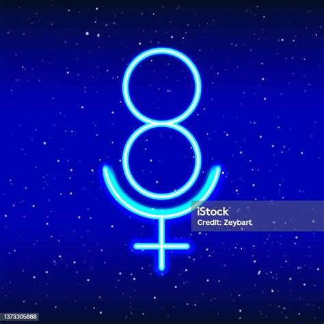 네온 Led 블루 8 및 여성 기호 아이콘 유형 미드나잇 블루 사실네온 아이콘 3월에 대한 스톡 벡터 아트 및 기타 이미지