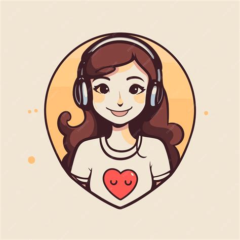 Premium Vector Cute Girl With Headphones And Heart In Her Hand Vector Illustration