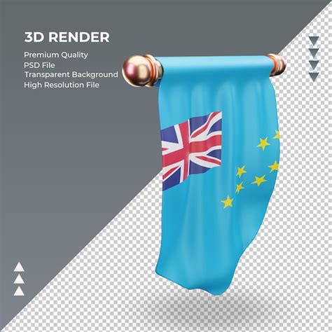 Premium Psd 3d Pennant Tuvalu Flag Rendering Left View