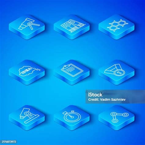 라인 현미경 체크리스트가 있는 클립보드 스톱워치 메달 화학식 아이디어 말풍선 망원경 및 분자 아이콘을 설정합니다 벡터 0명에 대한 스톡 벡터 아트 및 기타 이미지 Istock