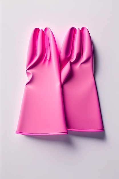 Pink Rubber Gloves Isolated On A White Background Top View Premium Ai
