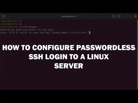 How To Configure Passwordless Ssh Login To A Linux Server Youtube