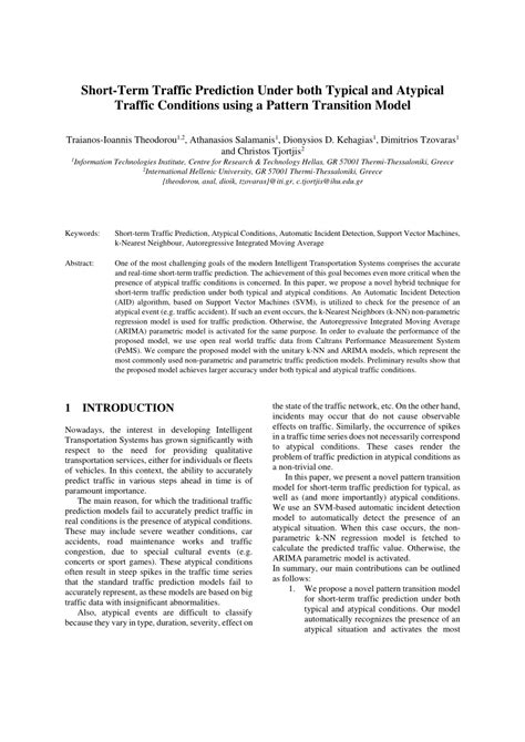 Pdf Short Term Traffic Prediction Under Both Typical And Atypical Traffic Conditions Using A