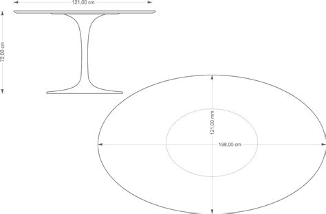 Tulip Table Oval Technical Drawing Steelform The Best Reproductions