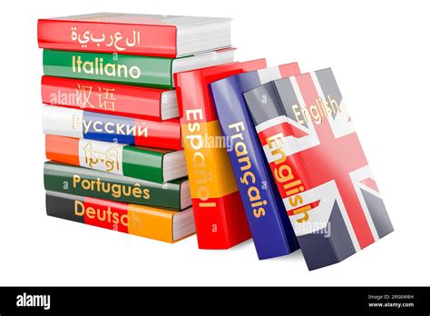 Languages Books Textbooks Or Dictionaries With Different Flags 3d