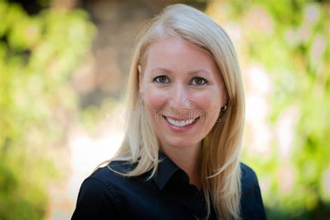 Close Up Of A Happy Blond Woman Smiling Stock Image Image Of